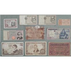 1 LOT of (10) Mixed Old European Paper Currency