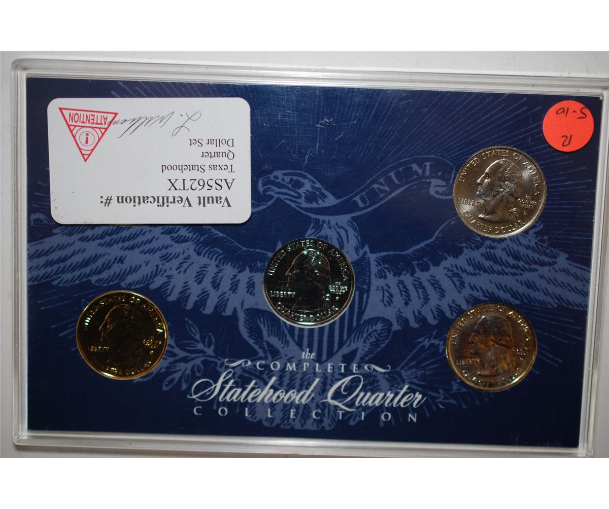 The Complete Texas Statehood Quarter Collection; 24K CLAD, Platinum ...