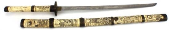 ET0503120044 JAPANESE WAKIZASHI SWORD BONE SHEATH