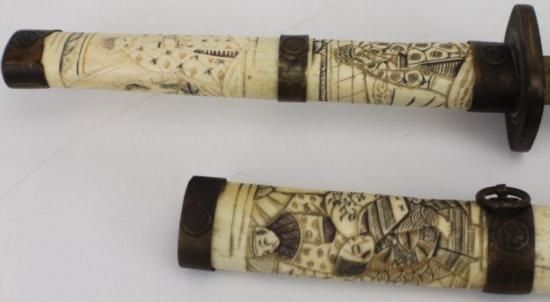 ET0503120044 JAPANESE WAKIZASHI SWORD BONE SHEATH