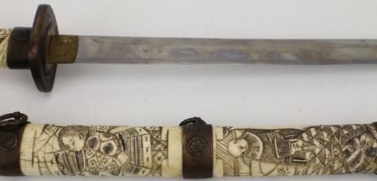 ET0503120044 JAPANESE WAKIZASHI SWORD BONE SHEATH