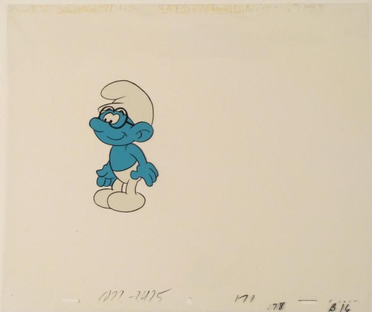 The Smurfs Cel Animation Original Brainy Smurf