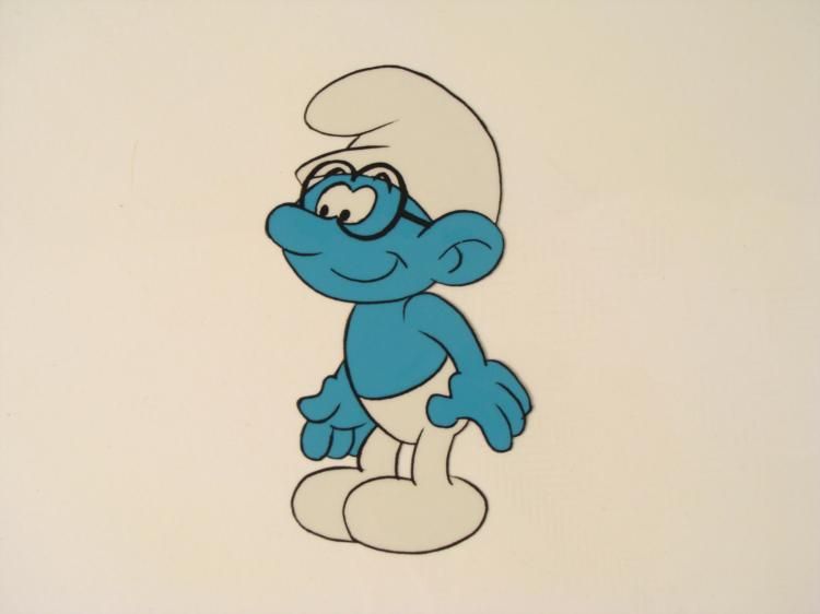 The Smurfs Cel Animation Original Brainy Smurf