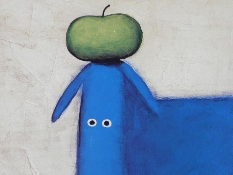 Blue Dog Daniel Kessler Lithograph Canvas Art Print