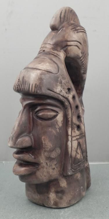 Soliid Stone Carved Head Native Primitive Sculpture