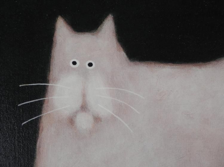 Cat With Purple Ball Daniel Kessler Print Canvas Art