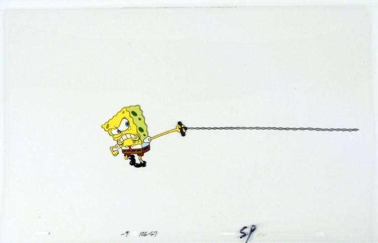 Animation Original Pulling On Cel SpongeBob Art Rope