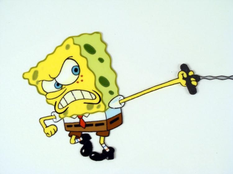 Animation Original Pulling On Cel SpongeBob Art Rope