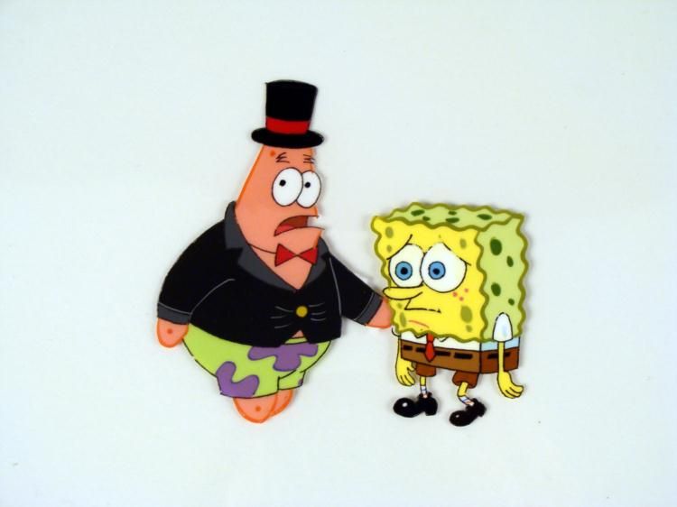 Big SpongeBob Original Animation Art Cel Looking Down