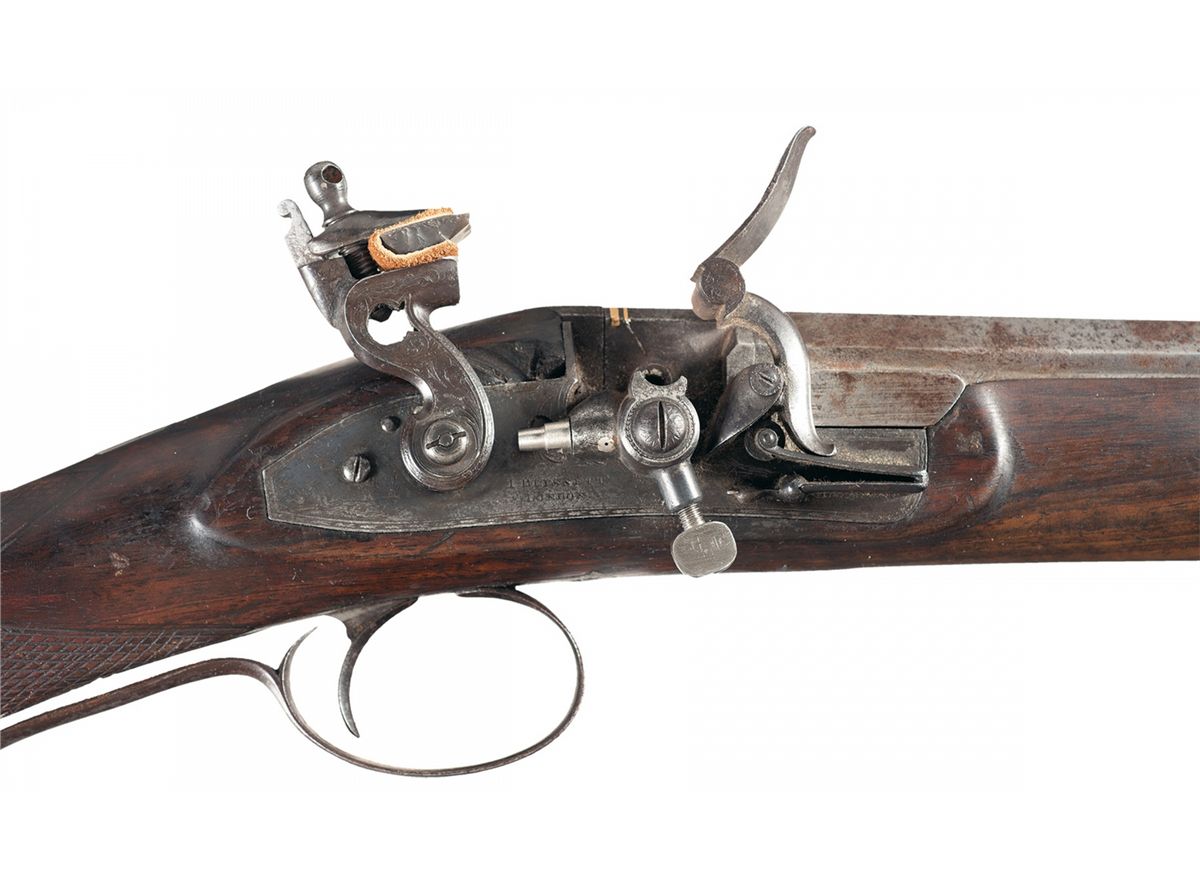 Unique Engraved Gold Banded English Blissett Combination Flintlock and ...