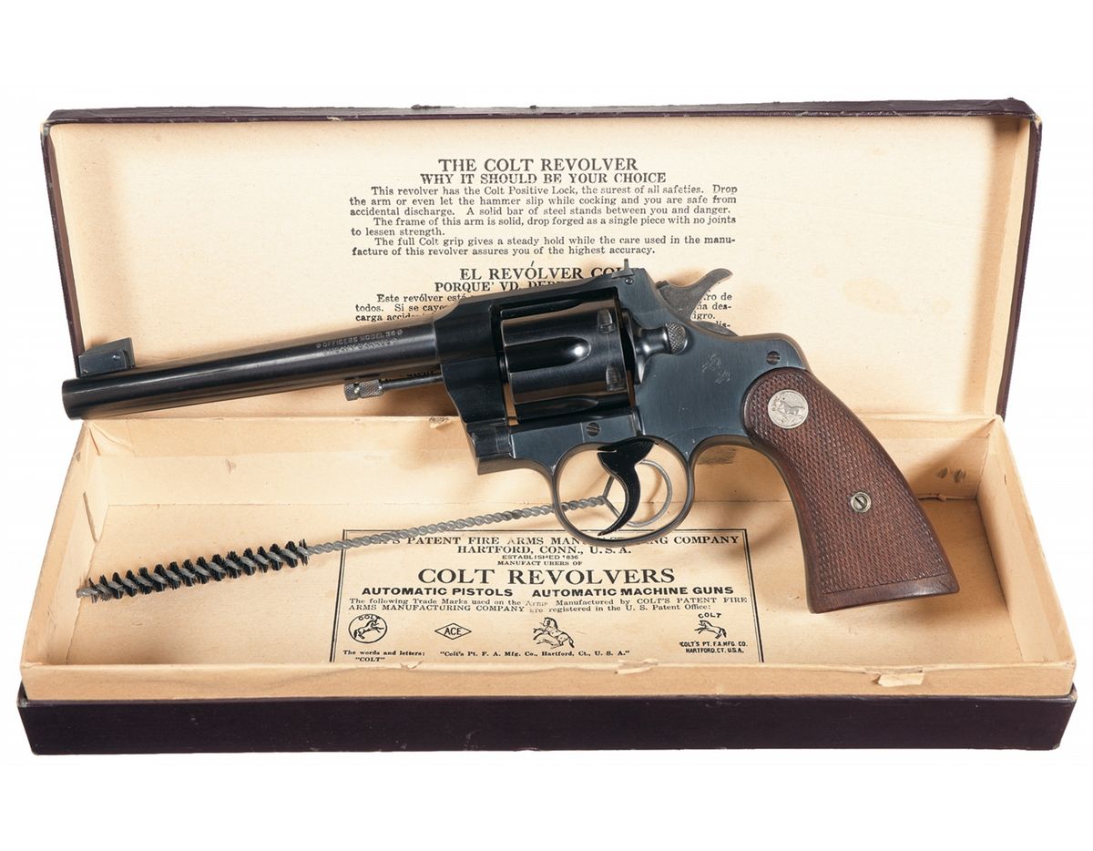 Excellent Colt 2nd Issue Officers Model Heavy Barrel Target Revolver ...