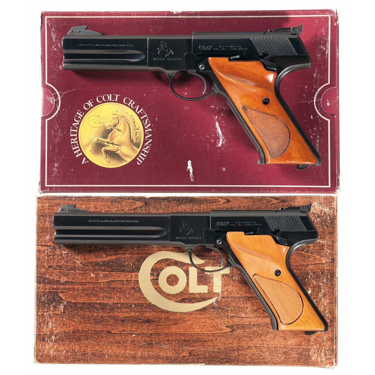 Two Colt Woodsman Match Target Semi-Automatic Pistols with Boxes