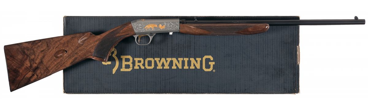 Engraved Gold Accented Browning High Grade Semi-Automatic .22 Rifle ...