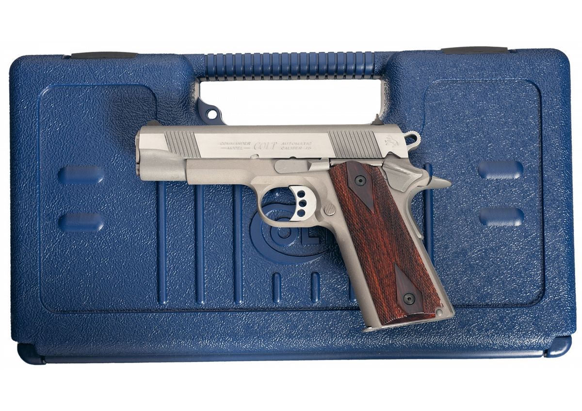 Stainless Colt Lightweight Commander Model 1911 Semi-Automatic Pistol ...