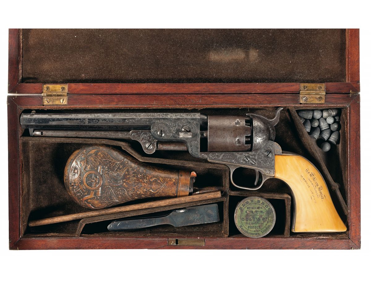 Historical Kidder Cased Gustave Young Factory Engraved Colt Model 1851 ...
