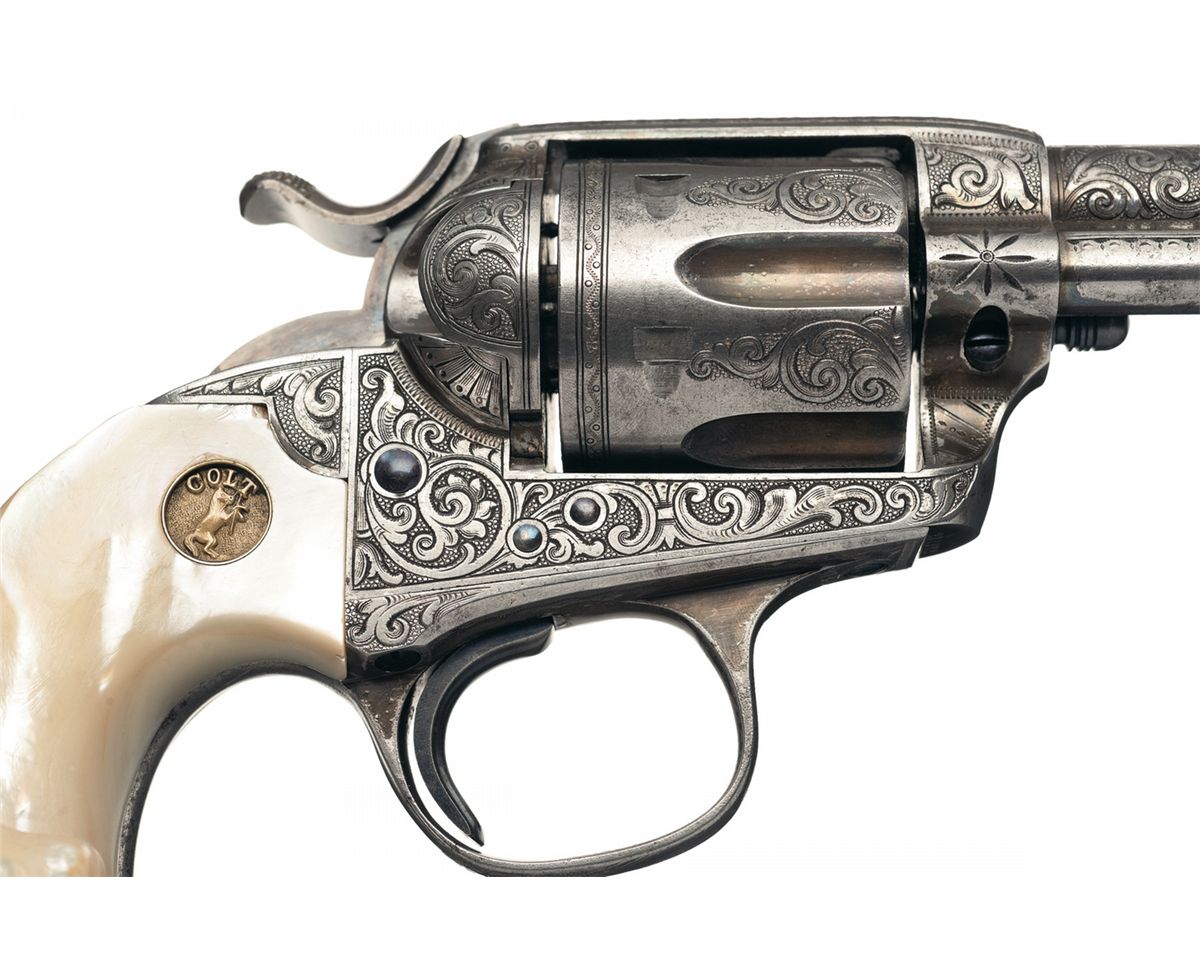 Documented and Deluxe Rare Factory Engraved Silver-Plated Colt Bisley ...