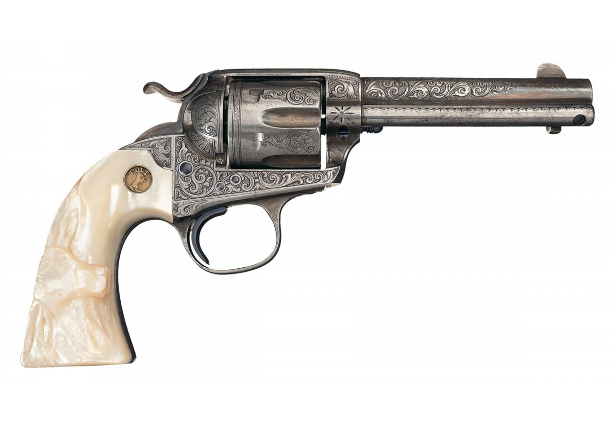 Documented and Deluxe Rare Factory Engraved Silver-Plated Colt Bisley ...