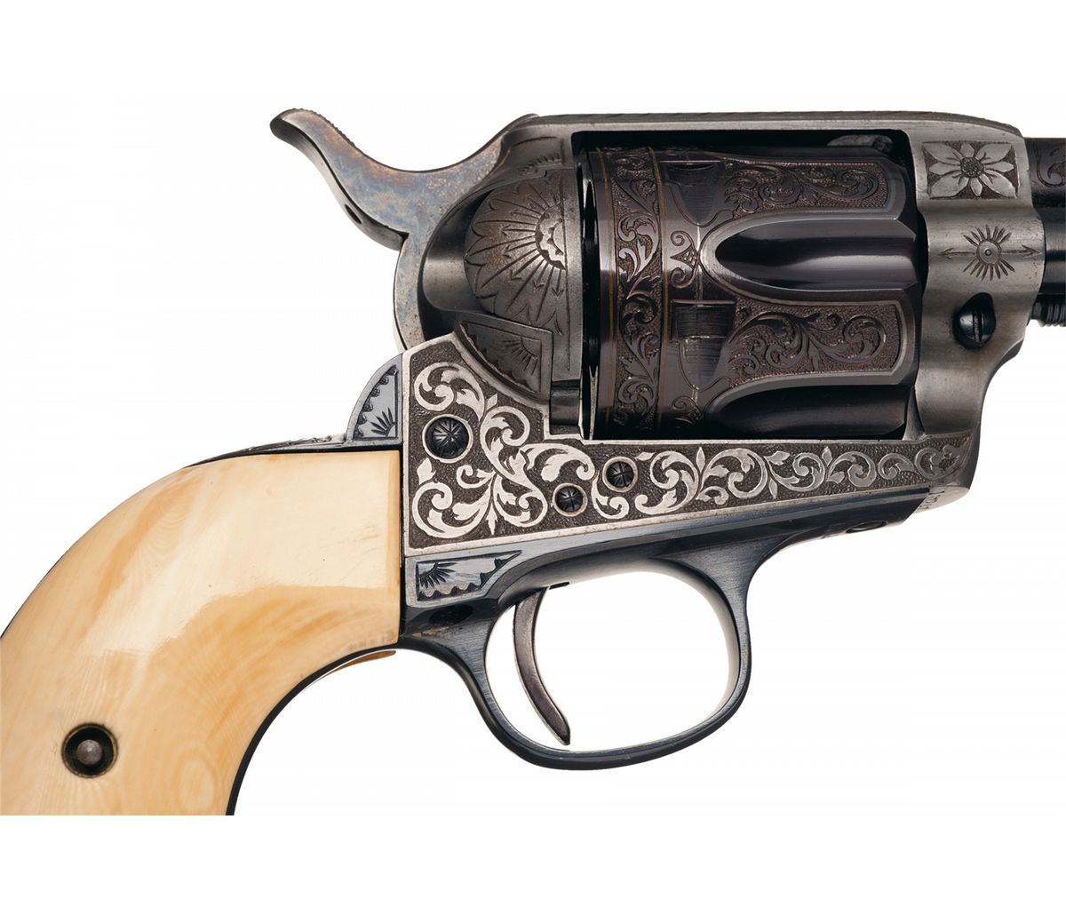 Terrific Master Engraved Gold and Silver Inlaid Antique Colt Single ...
