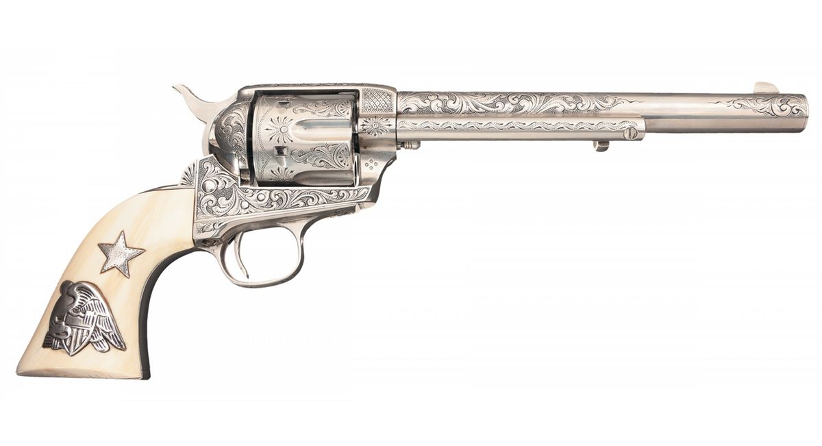 Engraved Antique Colt Single Action Army Frontier Six Shooter Revolver ...