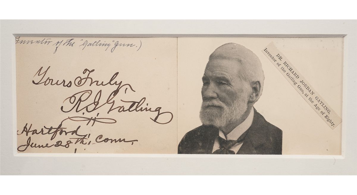 Framed Picture and Autograph of Dr. Gatling with Certificate of ...