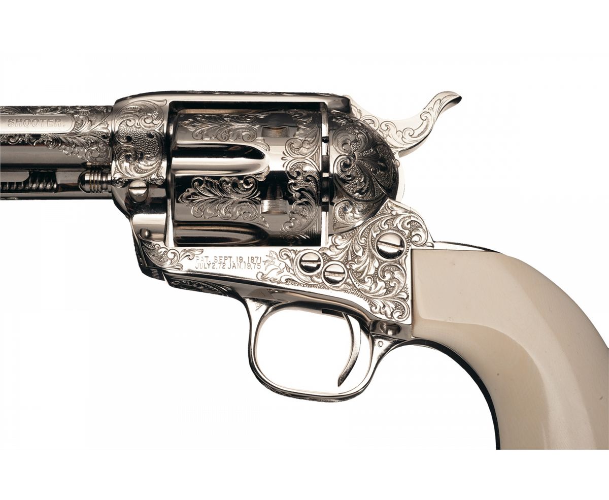 Factory Engraved Nickel Plated Colt Single Action Revolver with Ivory ...