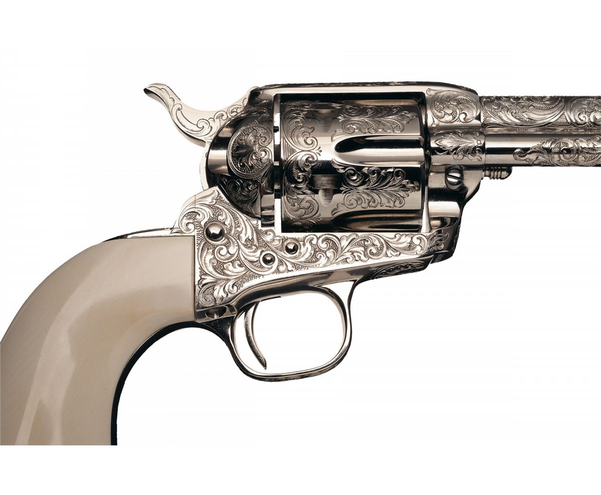 Factory Engraved Nickel Plated Colt Single Action Revolver with Ivory ...