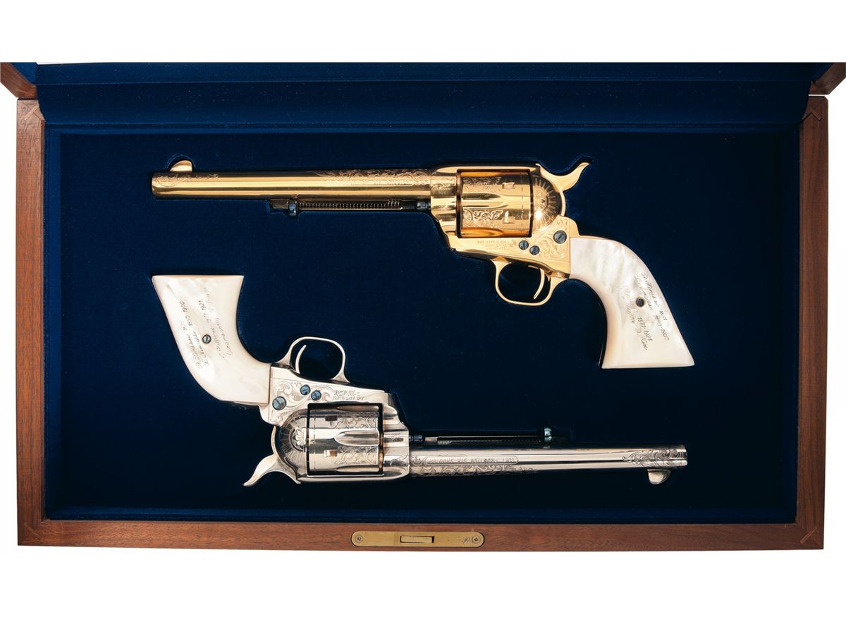 Spectacular Cased Pair of Factory Master Engraved Samplers Colt ...