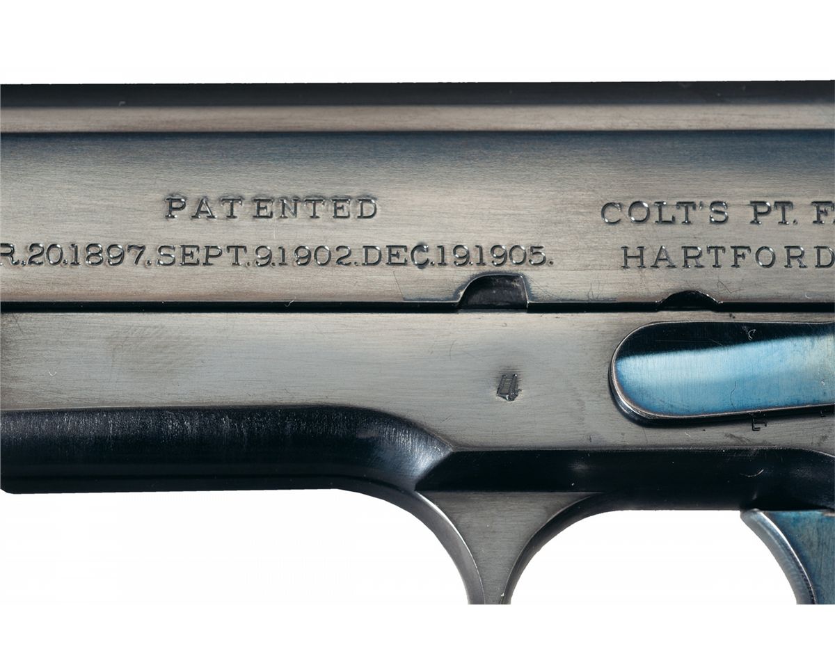 Experimental Colt Model 1910 9.8 MM Pistol Serial Number 4