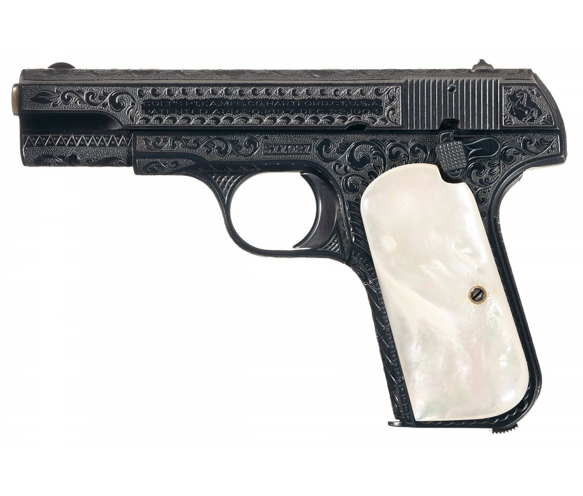 Engraved Colt Model 1903 Hammerless Semi-Automatic Pocket Pistol with ...