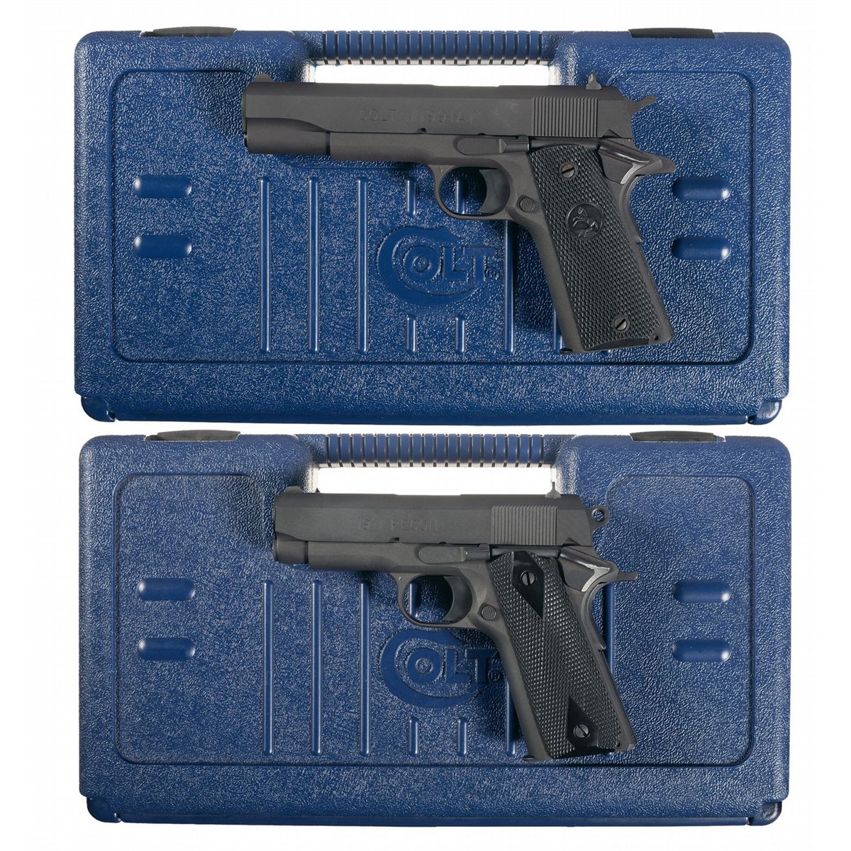 Two Colt 1911 Style Semi-Automatic Pistols with Cases