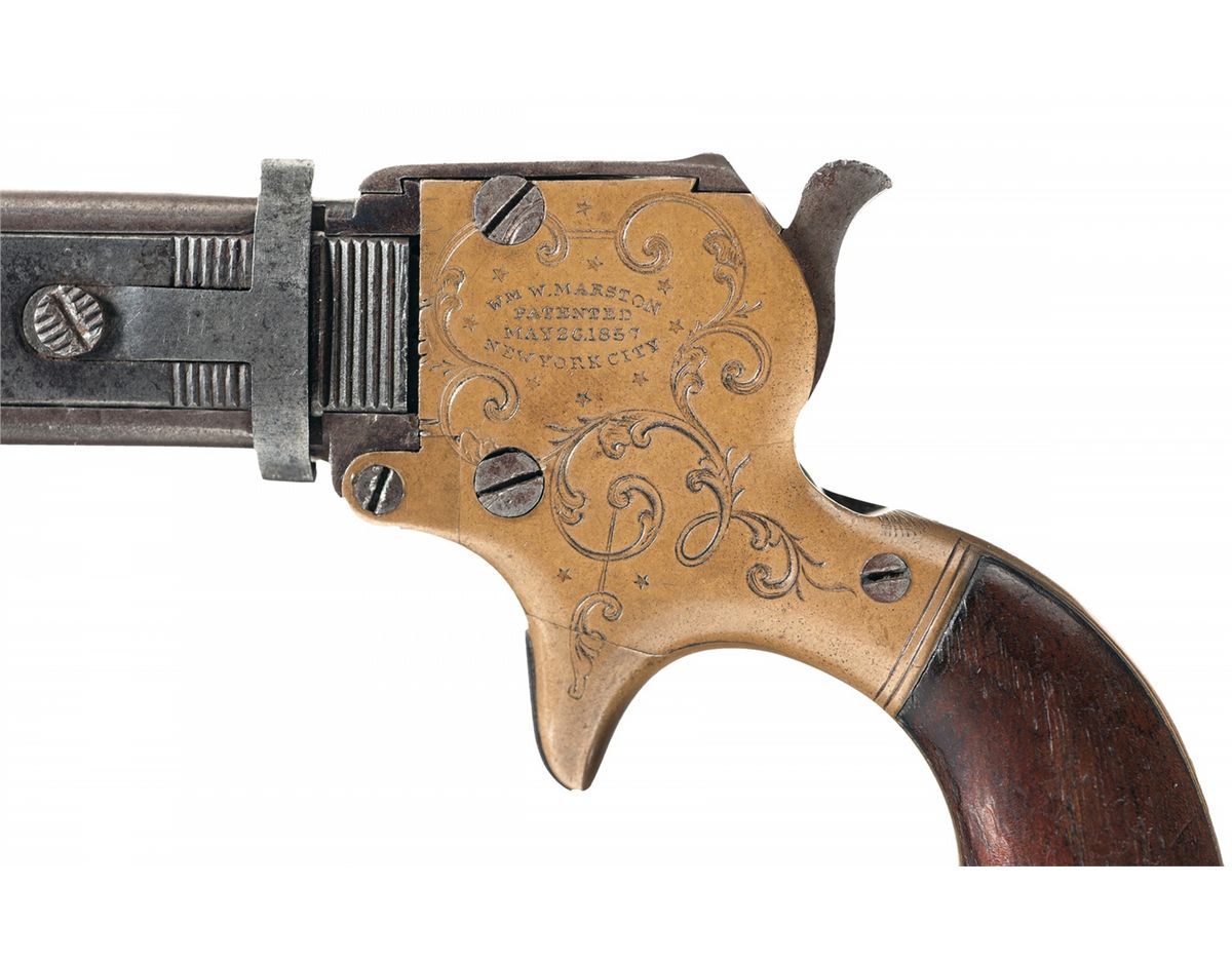 Fantastic Rare Marston Three Barrel 22 Caliber Derringer with Sliding Knife