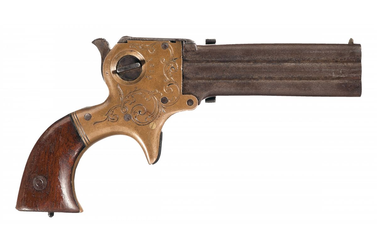 Fantastic Rare Marston Three Barrel 22 Caliber Derringer with Sliding Knife