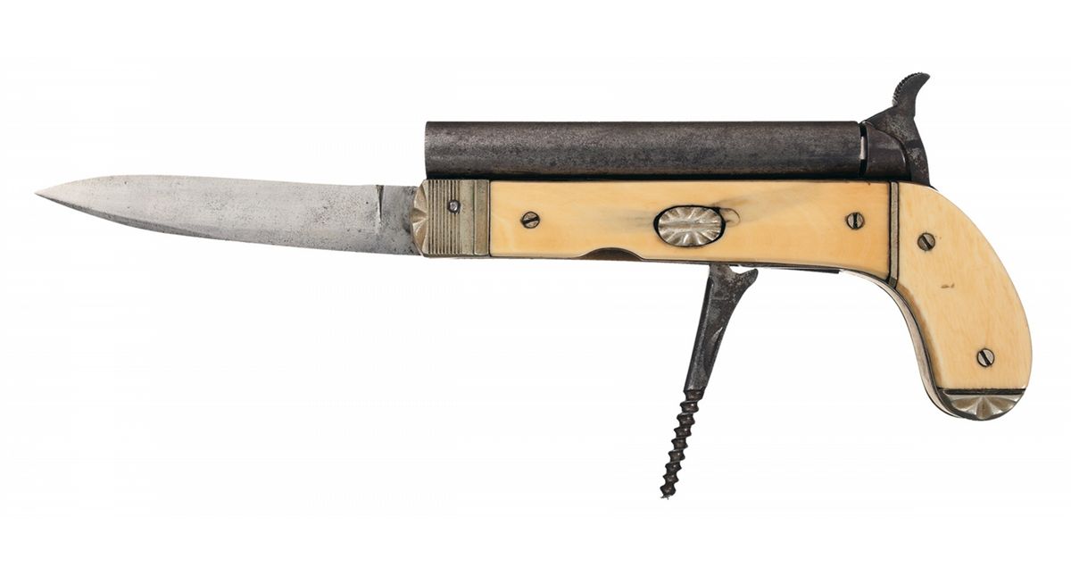 Unique W. Weber Hamburg Knife Pistol with Ivory Grips