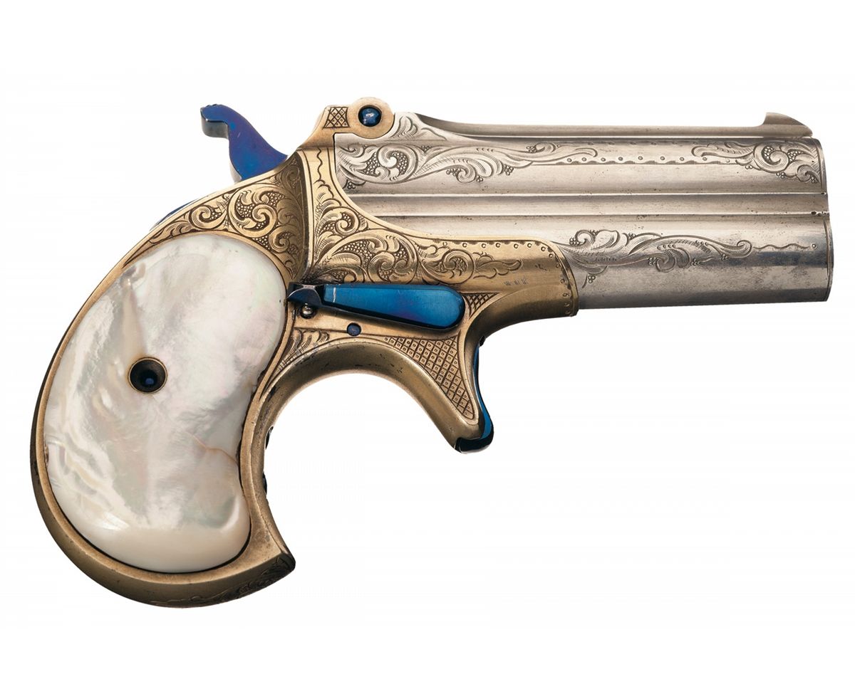 Spectacular Cased Pair of Custom Engraved Gold and Silver Remington ...