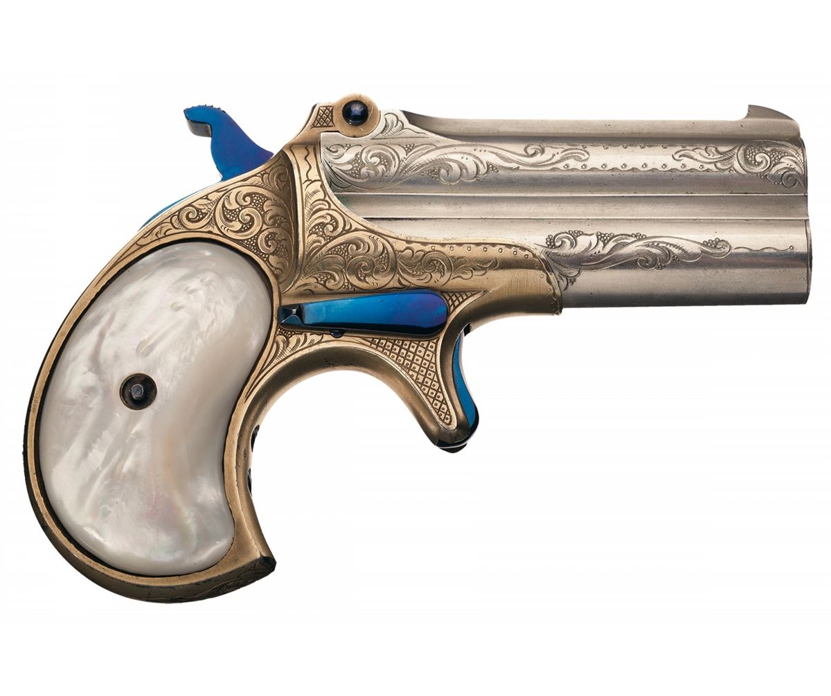 Spectacular Cased Pair of Custom Engraved Gold and Silver Remington ...