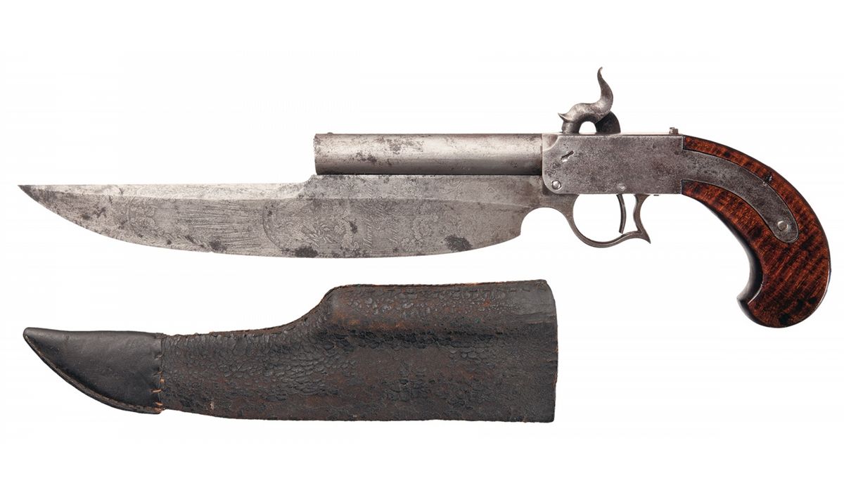 Rare Morrill, Mosman and Blair Elgin's Patent Cutlass Pistol with Sheath