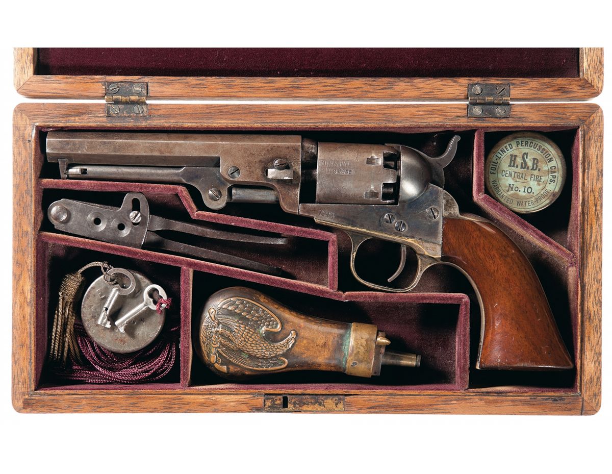 Cased Colt Model 1849 Percussion Pocket Revolver with Accessories