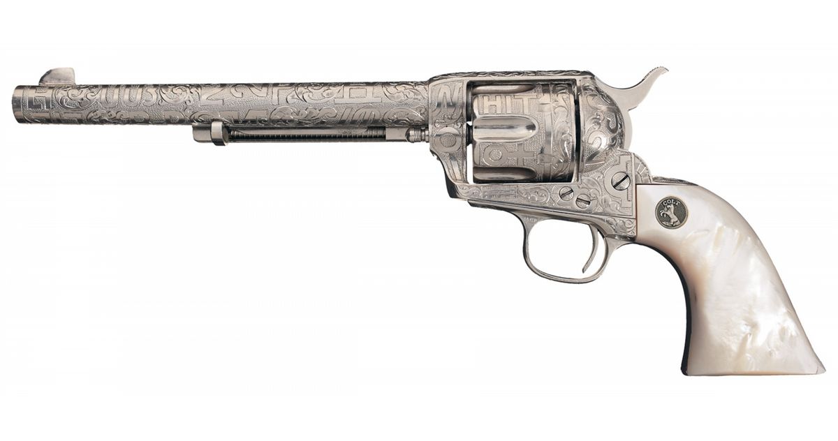Cattle Brand Engraved Black Powder Colt Single Action Army Revolver ...