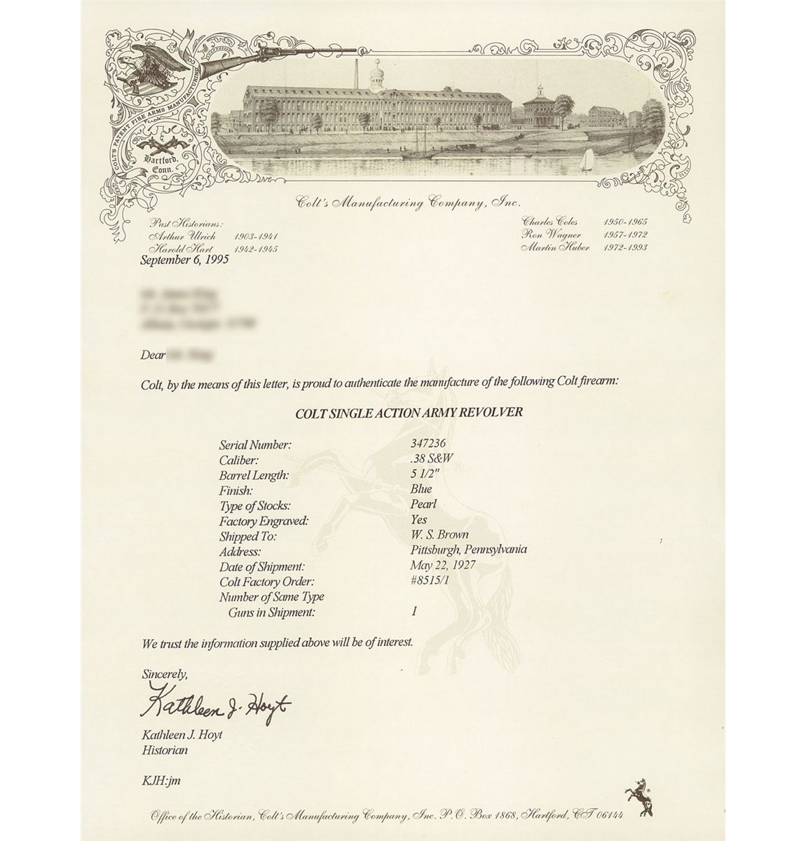 Documented Superb Factory Engraved Colt Single Action Army Revolver ...