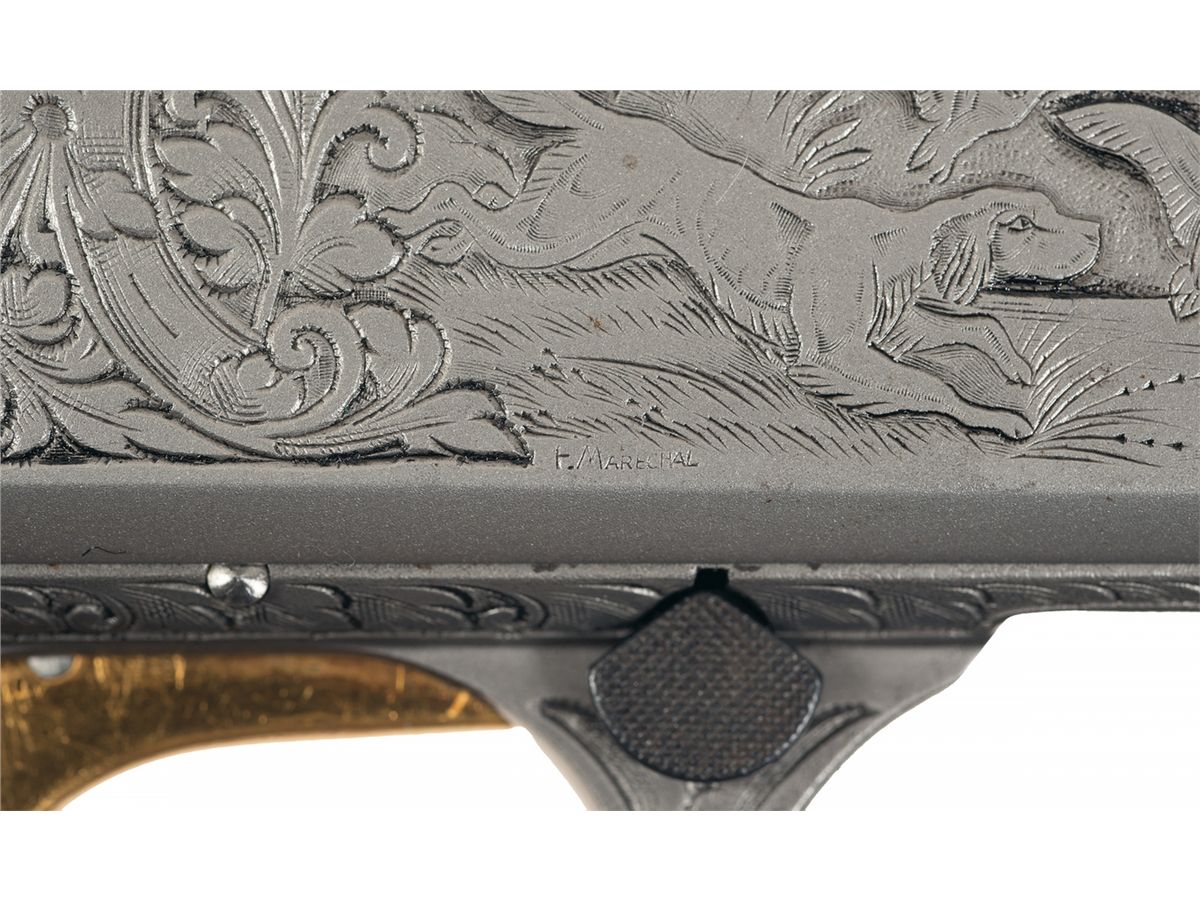 F. Marechal Signed and Engraved Belgian Browning .22 Auto Grade III ...