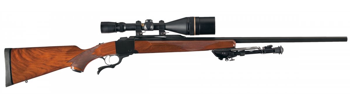 Custom Ruger No. 1 Falling Block Rifle with Leupold Scope and Bipod