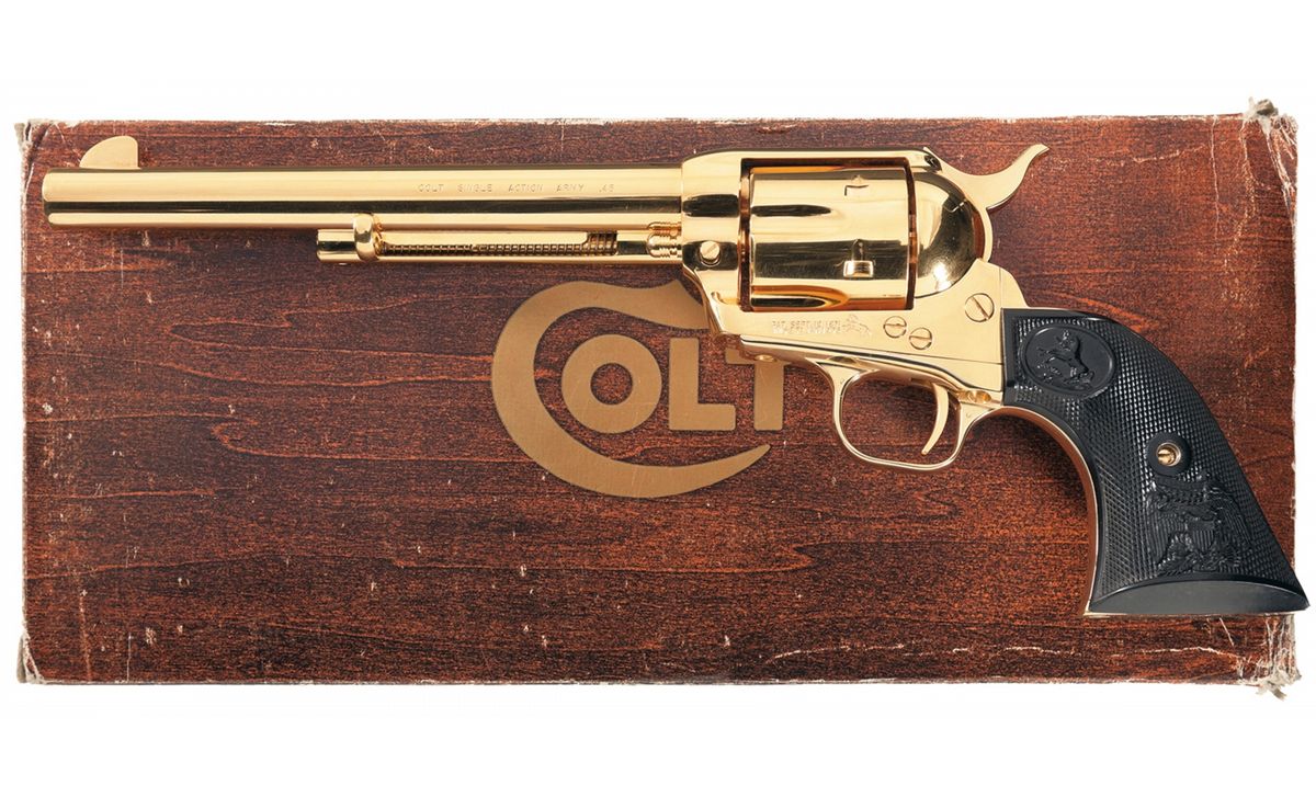 Gold Plated Colt Third Generation Single Action Army Revolver with ...