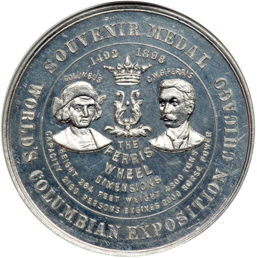 1893 Ferris Wheel Medal. Eglit-20.