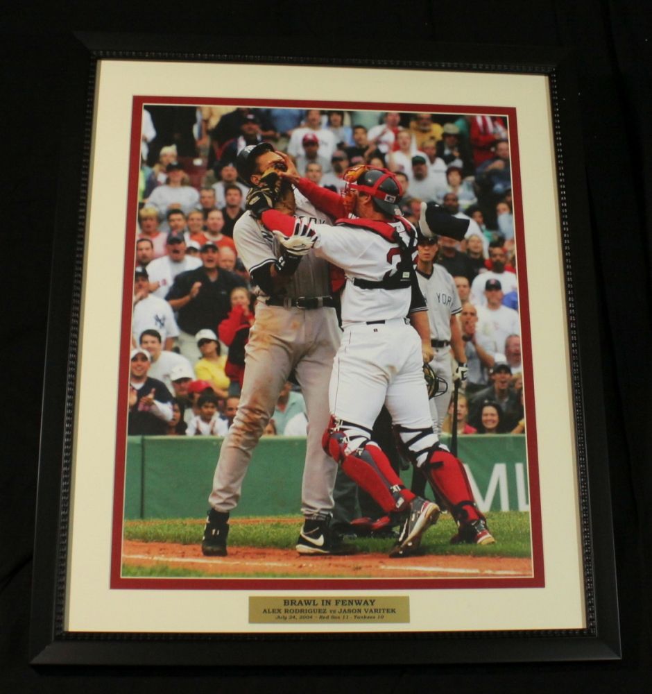 Alex Rodriguez & Jason Varitek 22x26 Custom Framed Photo: "Brawl At Fenway"