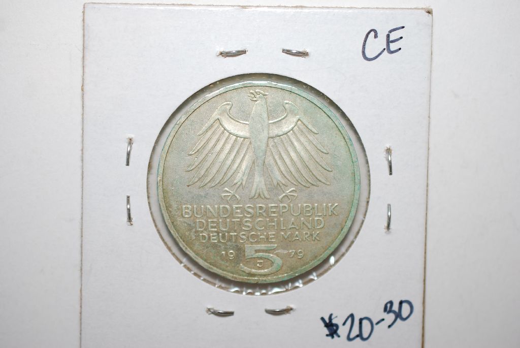 1979-J German 5 Deutsche Mark Foreign Coin; German Archaeology ...