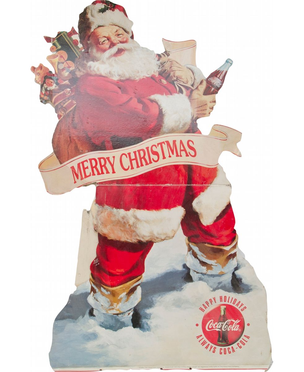 Large Coca Cola Merry Christmas Santa Claus Die-Cut Eas