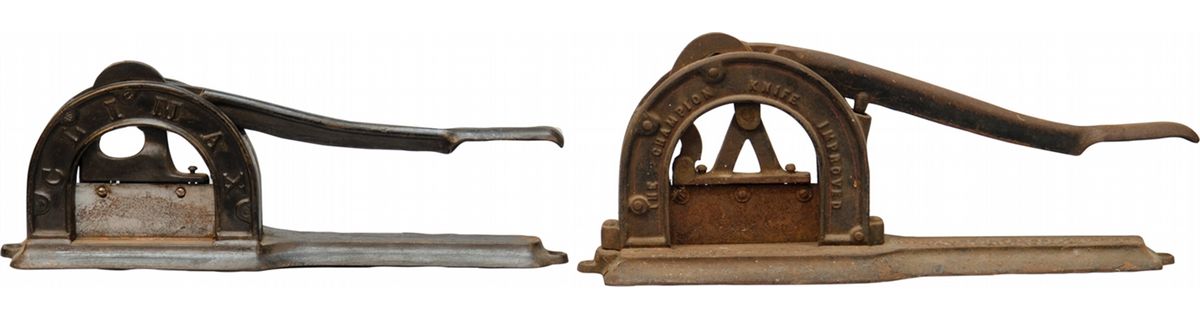 Lot Of 2 Early Counter Cast-Iron Tobacco Plug Cutters:
