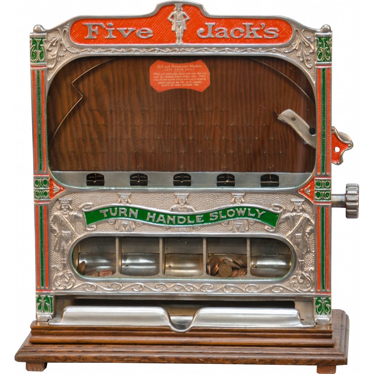 1 Cent "Five Jacks" Coin-Drop Pin Field Skill Trade Sti