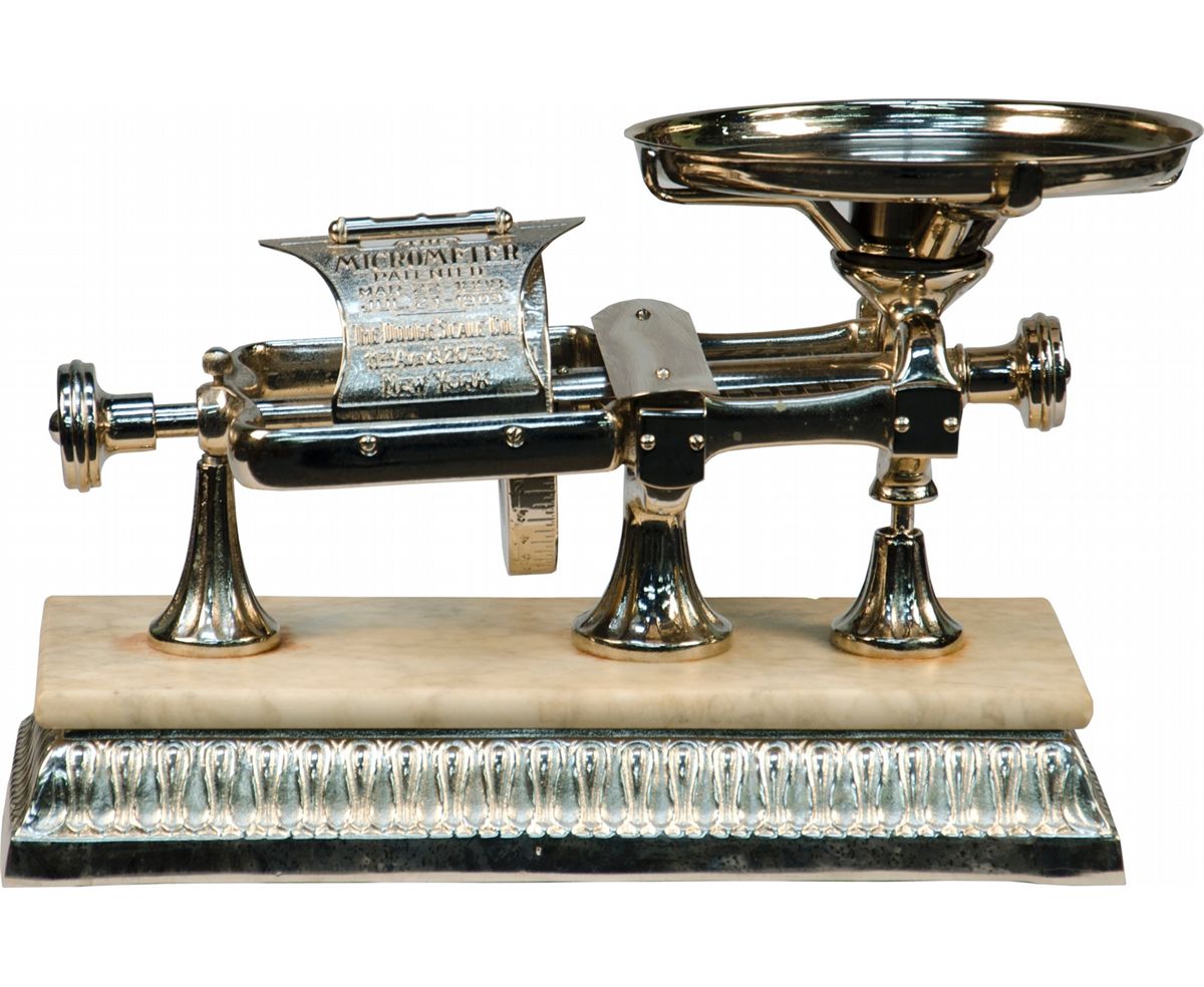 Early "The Micrometer" Silver Plated Cast-Iron & Marble