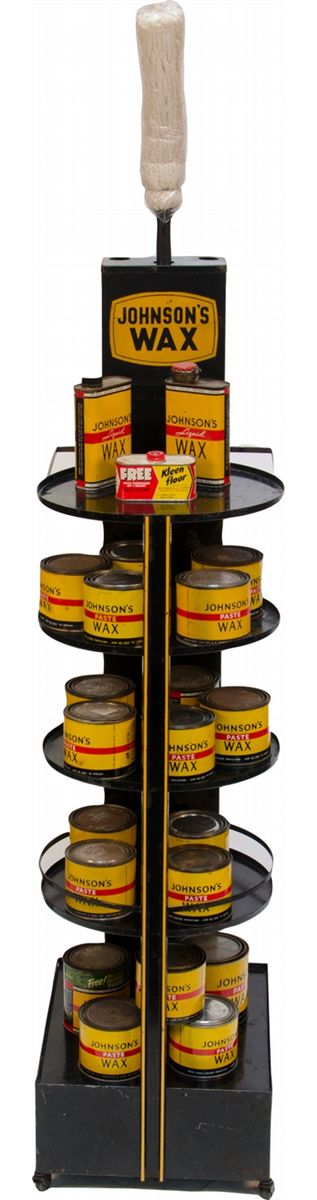 Johnson's Wax Black Metal Floor Display and Shelves w/